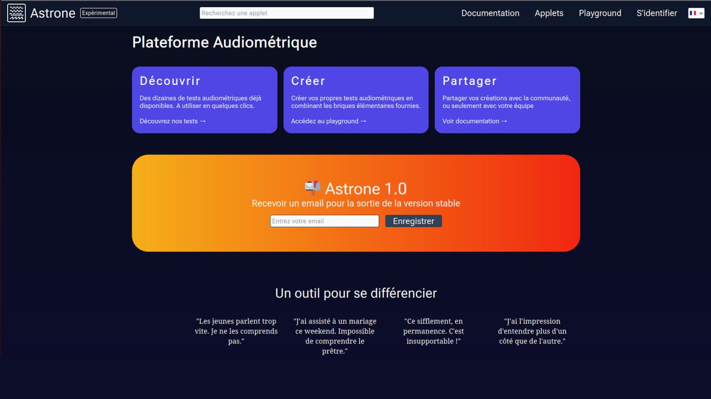 Astrone, la nouvelle plateforme d’audiométrie avancée